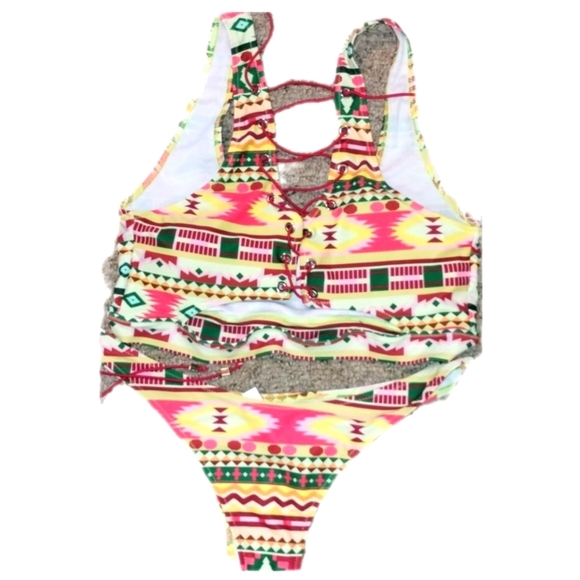 Swim Womens Xl Sexy High Cut Monokini Swimsuit Multicolor African